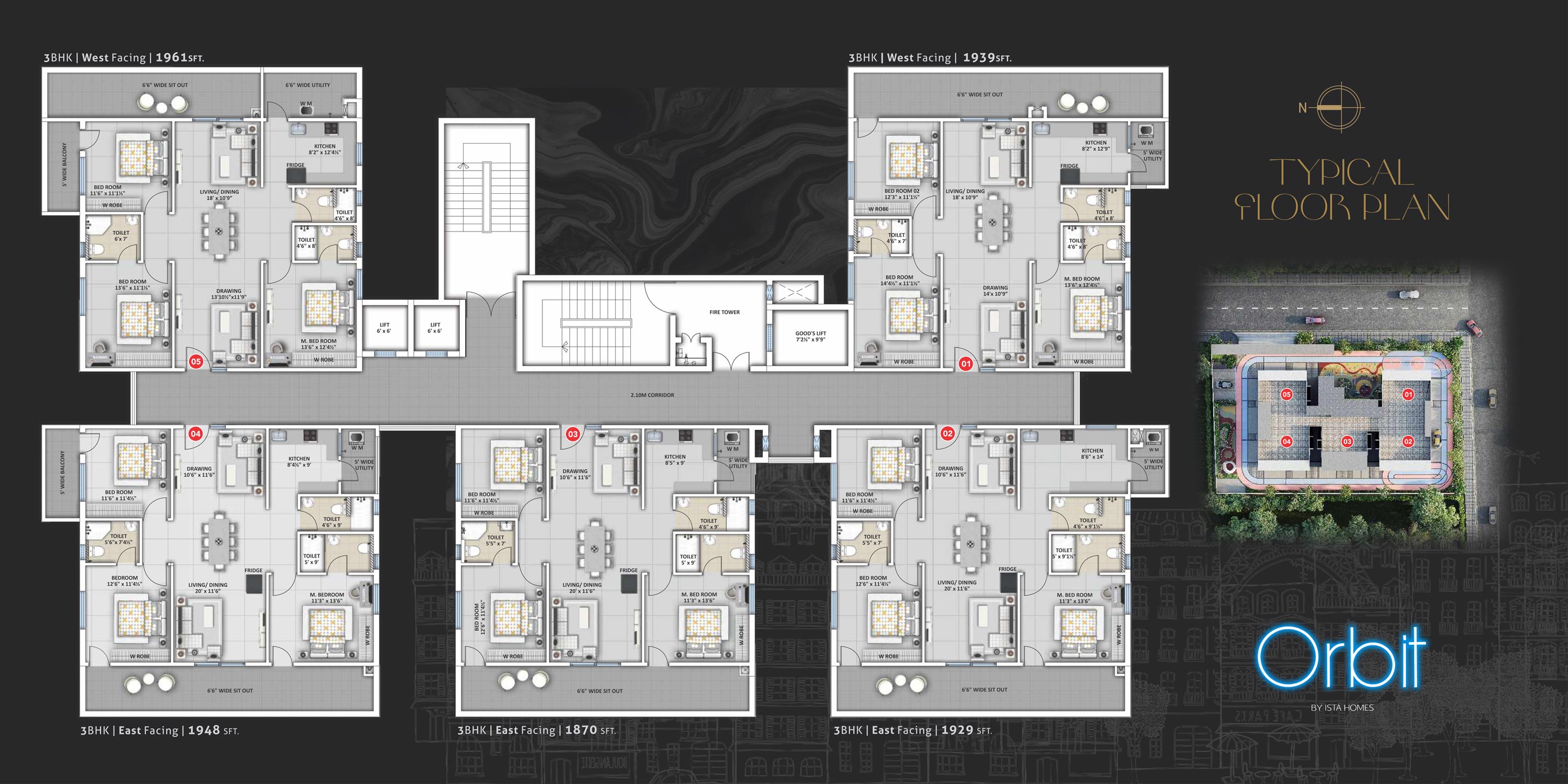 3 BHK Luxury Apartments for Sale in Kondapur, Hyderabad - Orbit by ISTA Homes